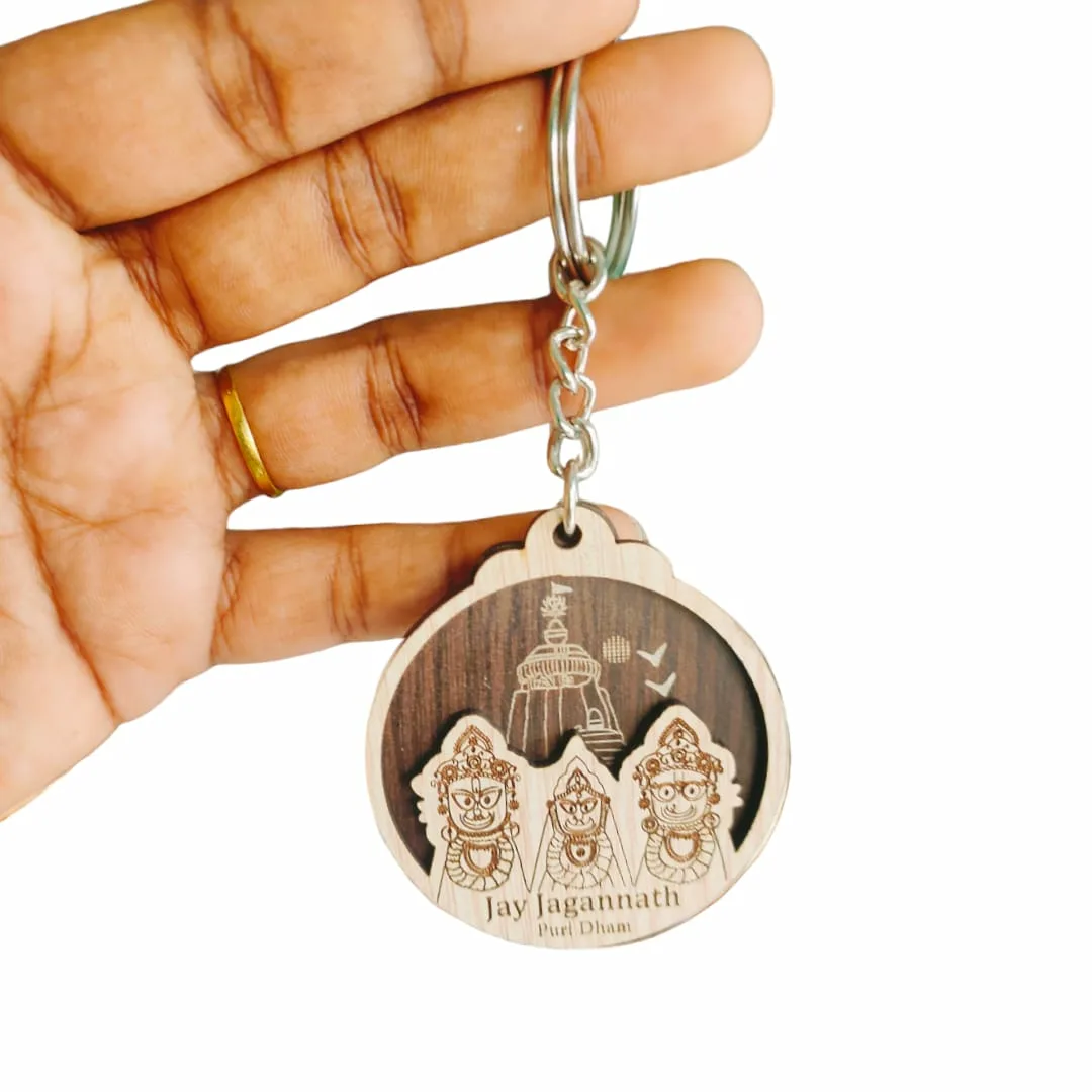 Jagannath Mahaprabhu Wood Key Chain: Divine Grace | JK