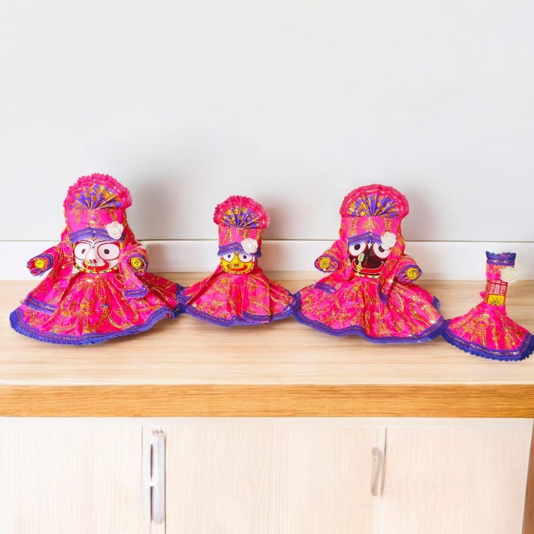 Divya Swarupa Jagannath Silk Dress 14pc Pink Pagadi