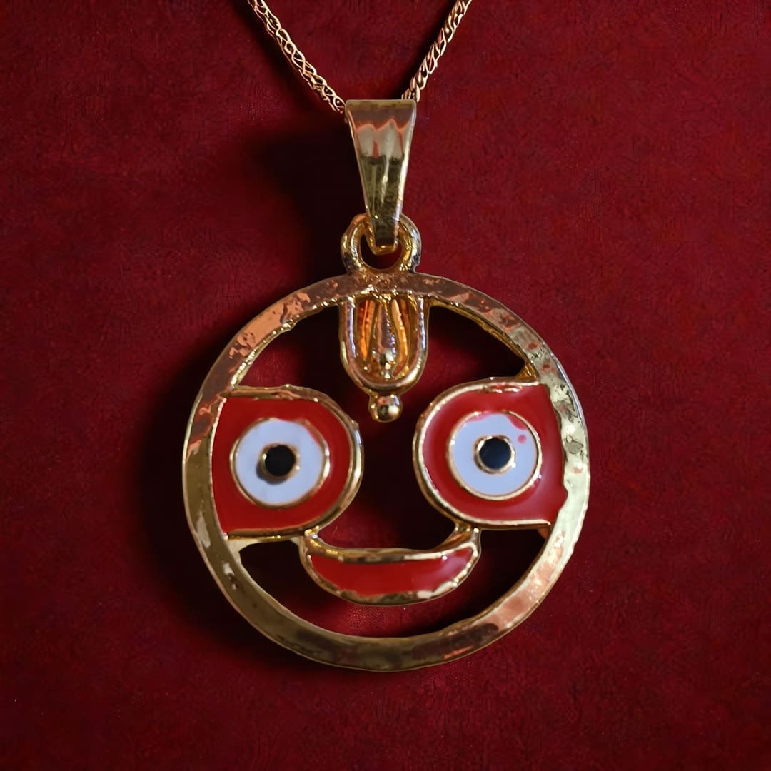 Shri Jagannath Round Face Locket – Gold-Plated Pendant from Puri